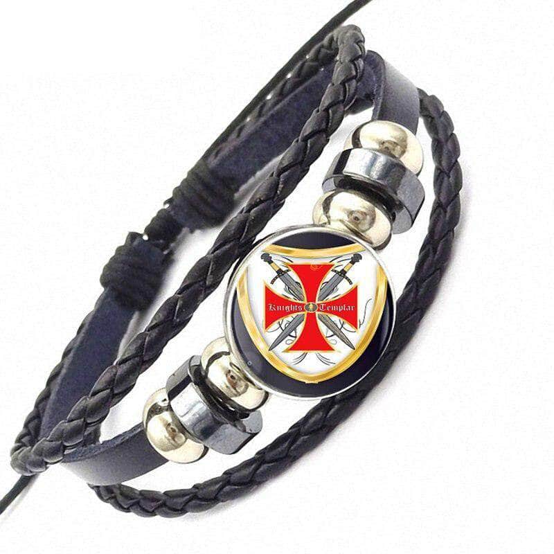 Bracelet Templier en Cuir | Croix Templiers